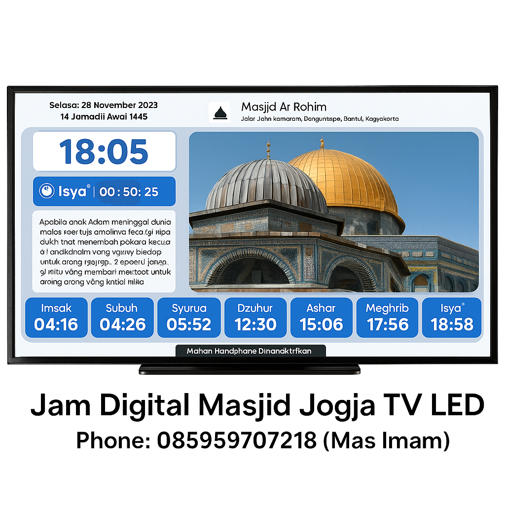Klik Di Sini! Jam Digital Masjid Jogja TV LED Modern Akurat